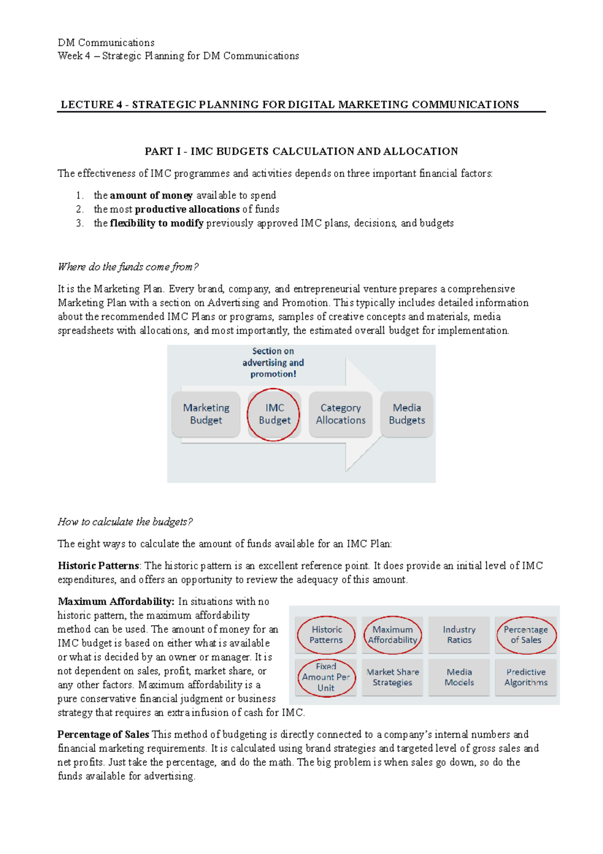 Week 4 - Strategic Planning for DMC - Week 4 – Strategic Planning for ...