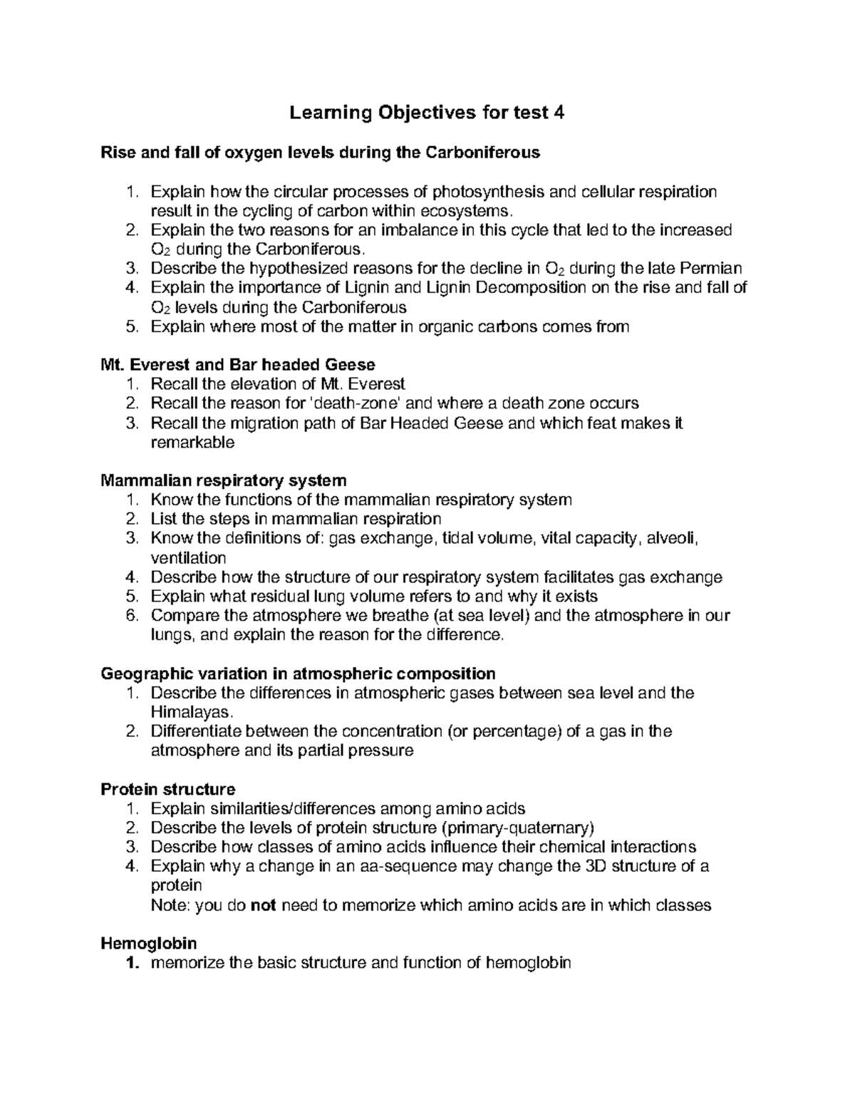 LO for test 4 - Learning Objectives for test 4 Rise and fall of oxygen ...