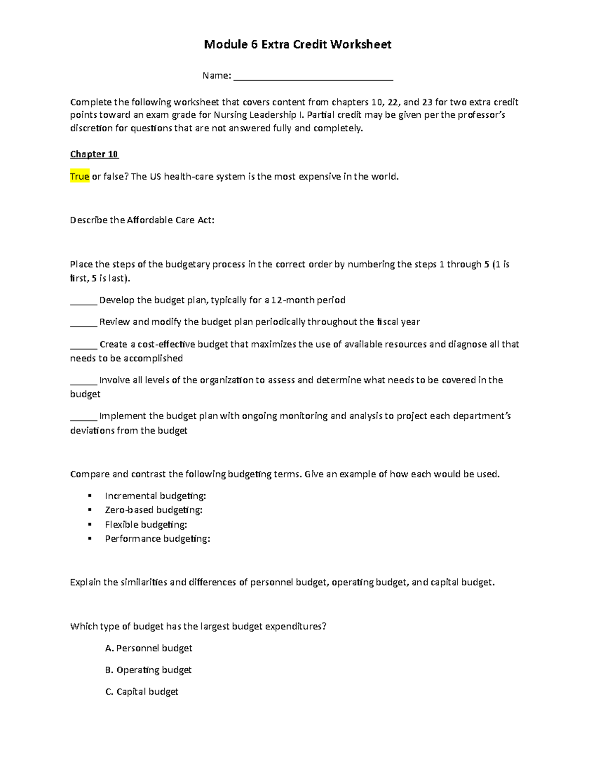 Extra Credit Mod 6 Worksheet - Module 6 Extra Credit Worksheet Name