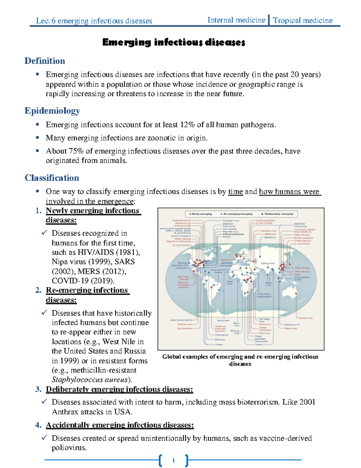 Emerging infections - Lec. 6 emerging infectious diseases Internal ...