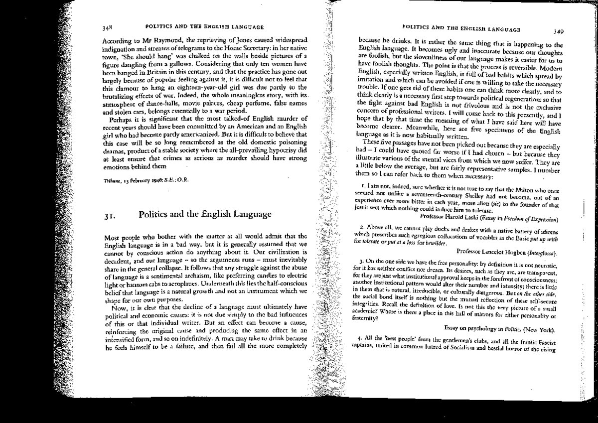 1. Politics and the English Language - Orwell - English 1 - Studocu