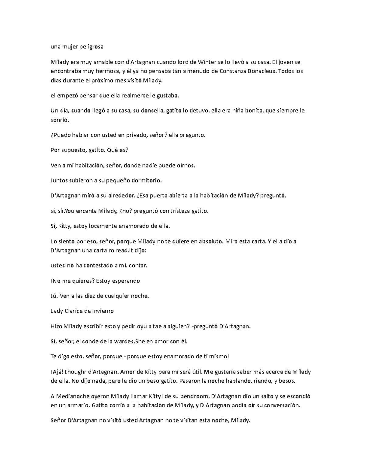 Ingles 4 - DSFSF - una mujer peligrosa Milady era muy amable con d ...