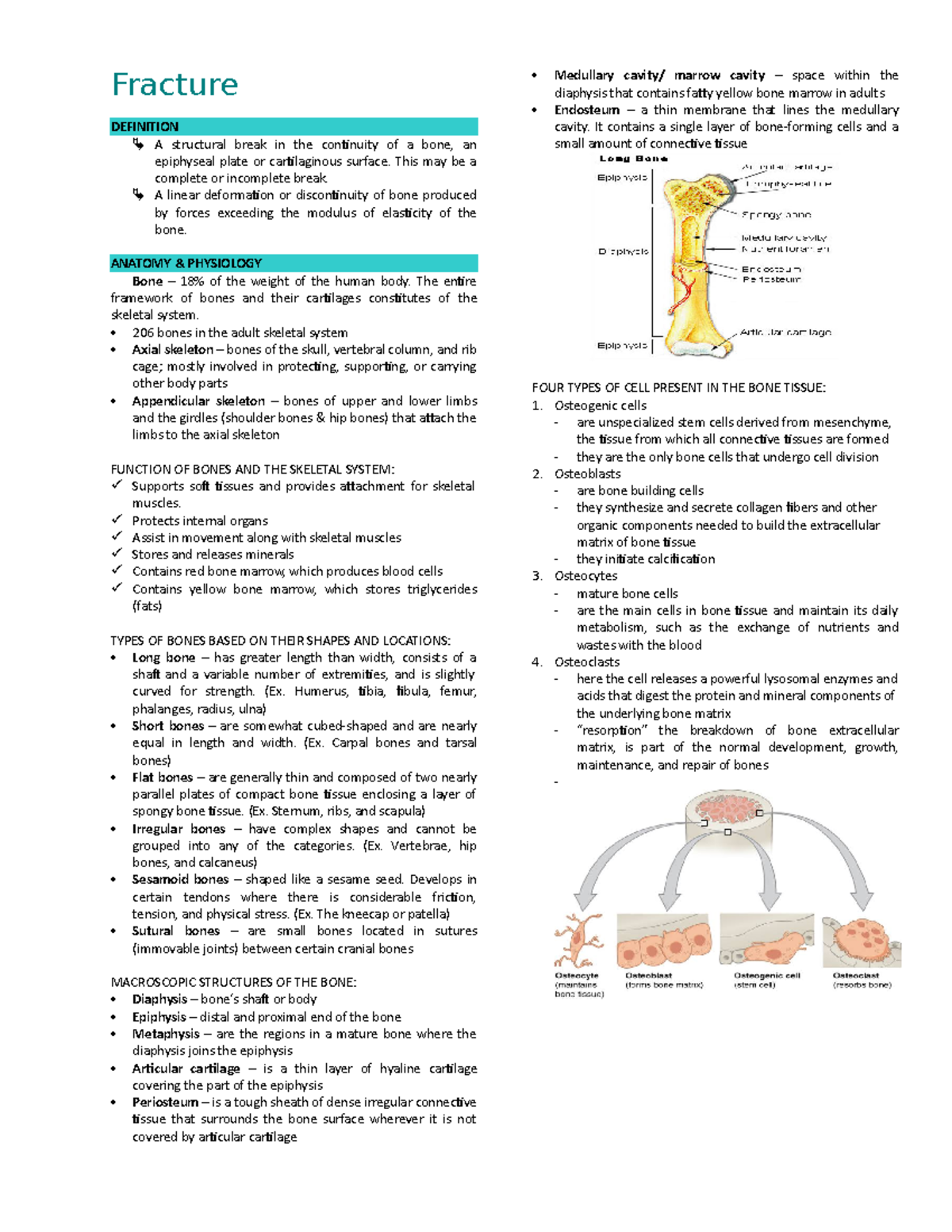 -Fracture - Lecture notes 2 - Fracture DEFINITION A structural break in ...