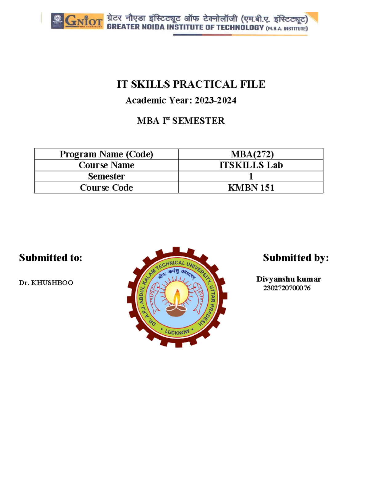 ITS Lab Practical FILE Experiments - IT SKILLS PRACTICAL FILE Academic ...