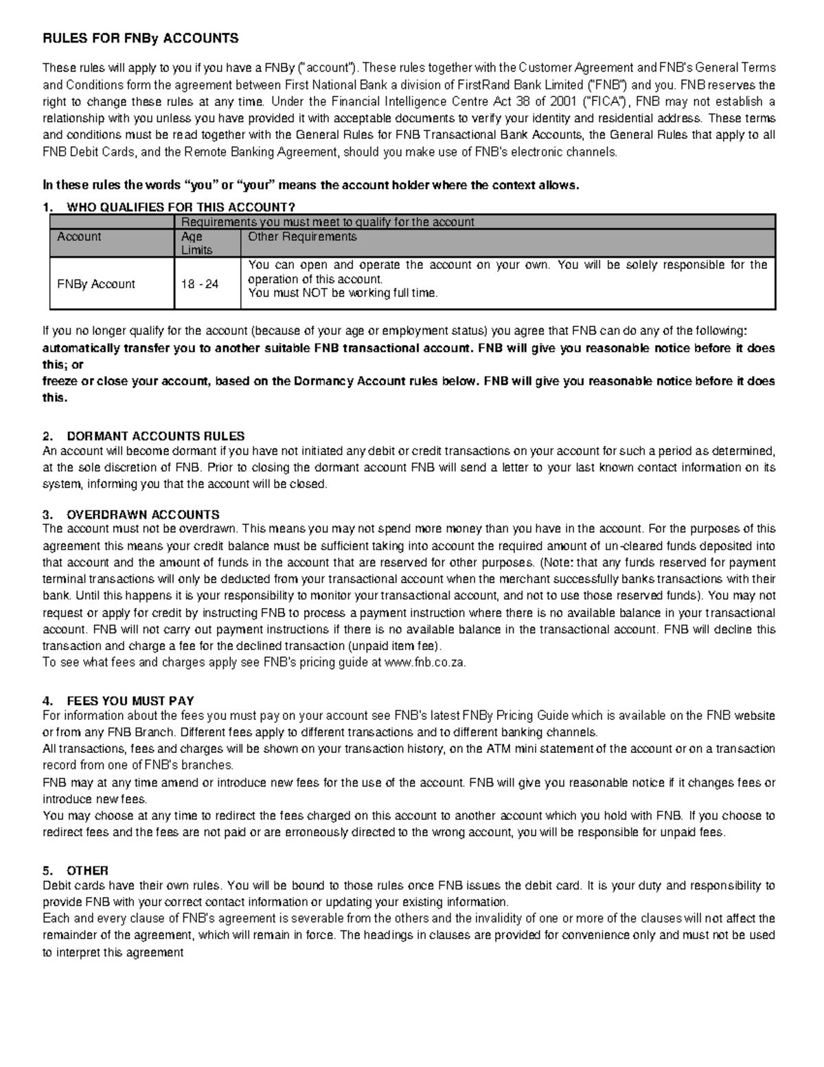 Rules for FNBy 18-24 - Very helpful stuff - RULES FOR FNBy ACCOUNTS ...