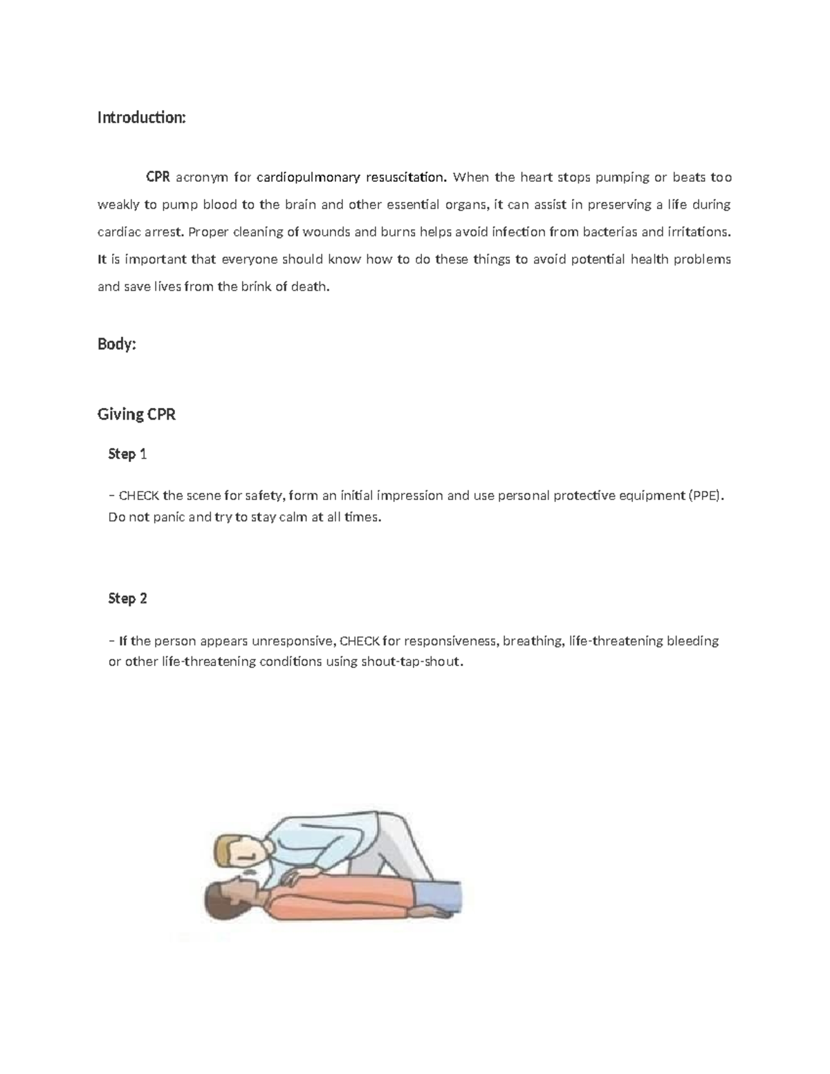 How to cpr and proper cleaning of a wound - Introduction: CPR acronym ...