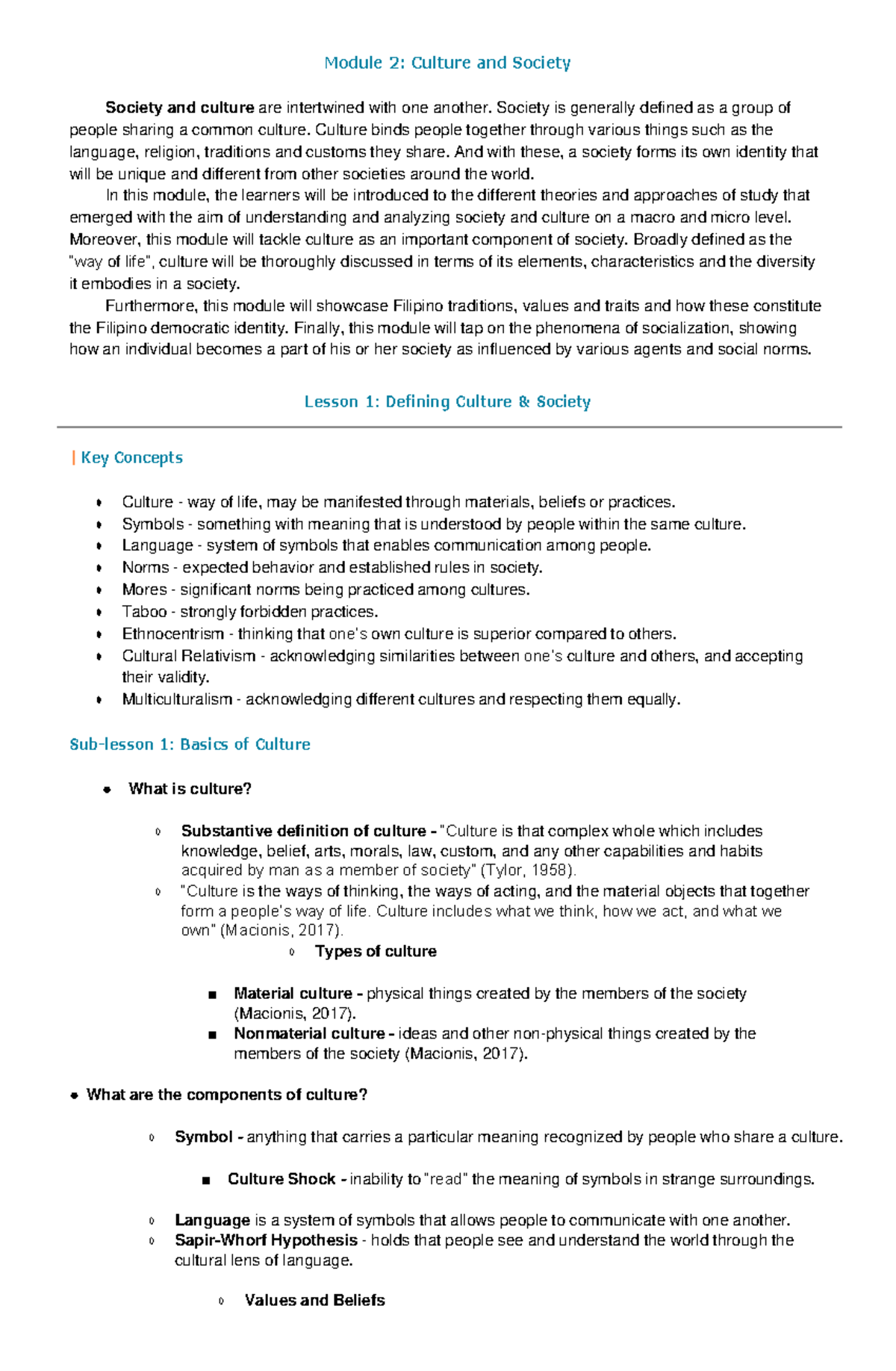 Module 2 - POP Culture - Module 2: Culture and Society Society and ...
