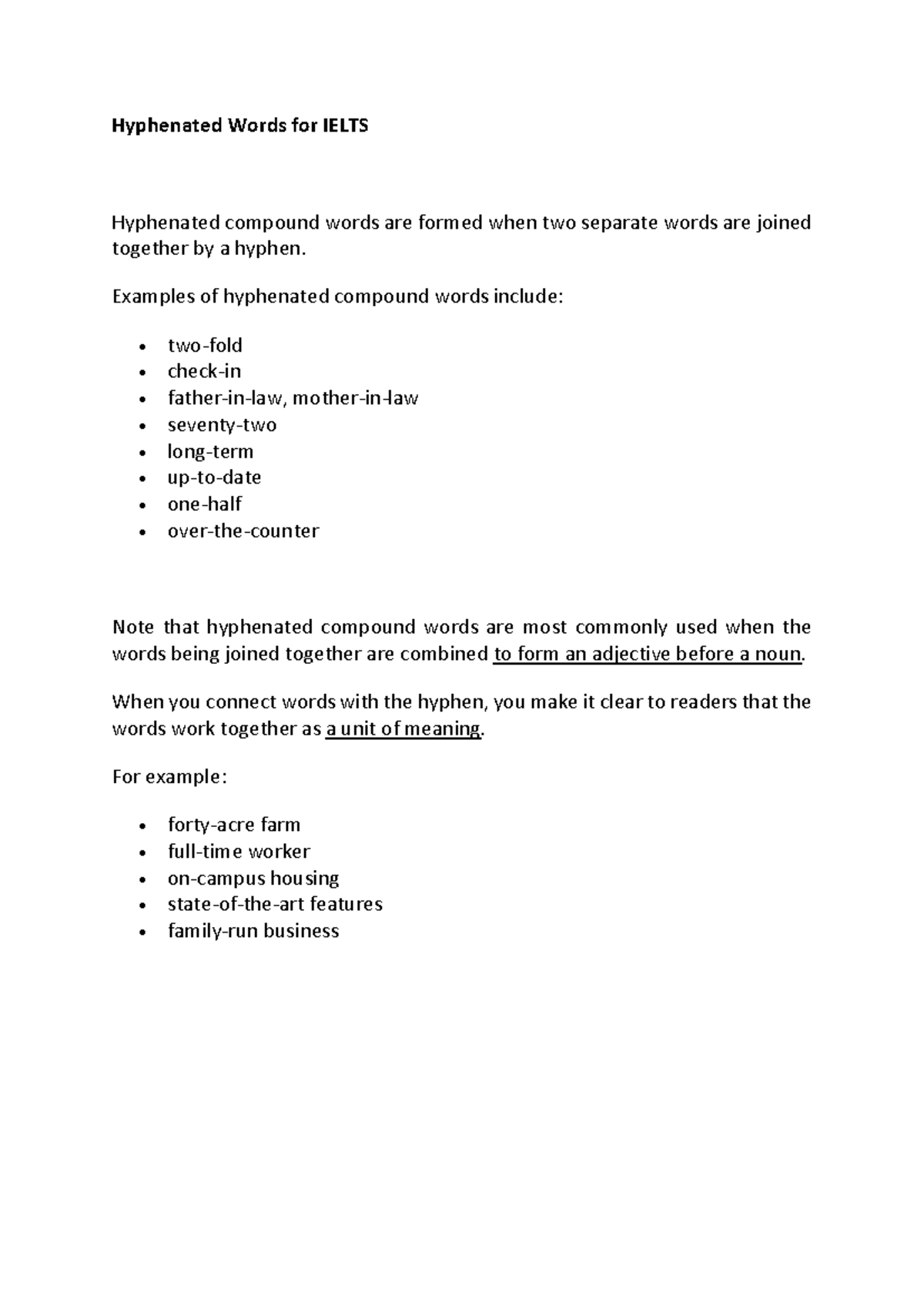 Ielts Hyphenated Wordlist - Hyphenated Words for IELTS Hyphenated ...