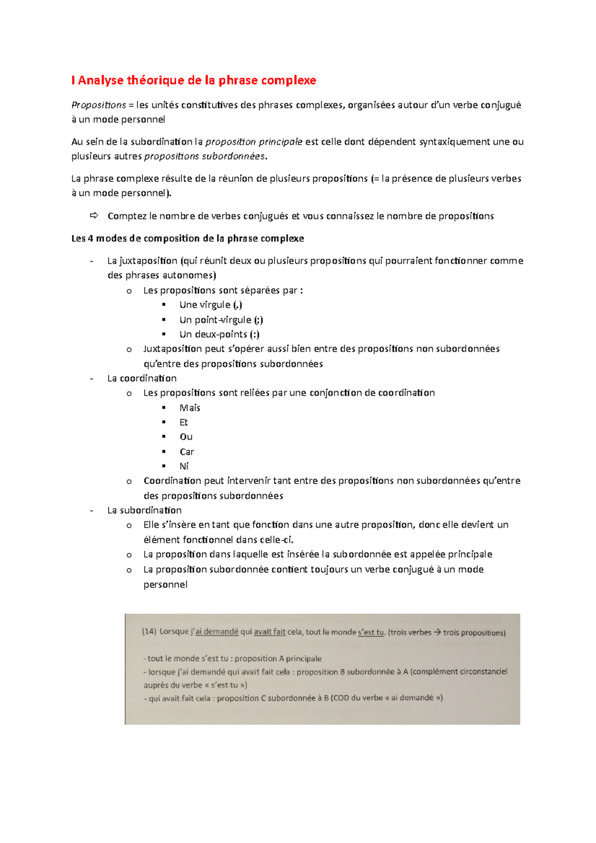 Frans les connecteurs - //////////////////////// - I Analyse théorique de la phrase complexe ...