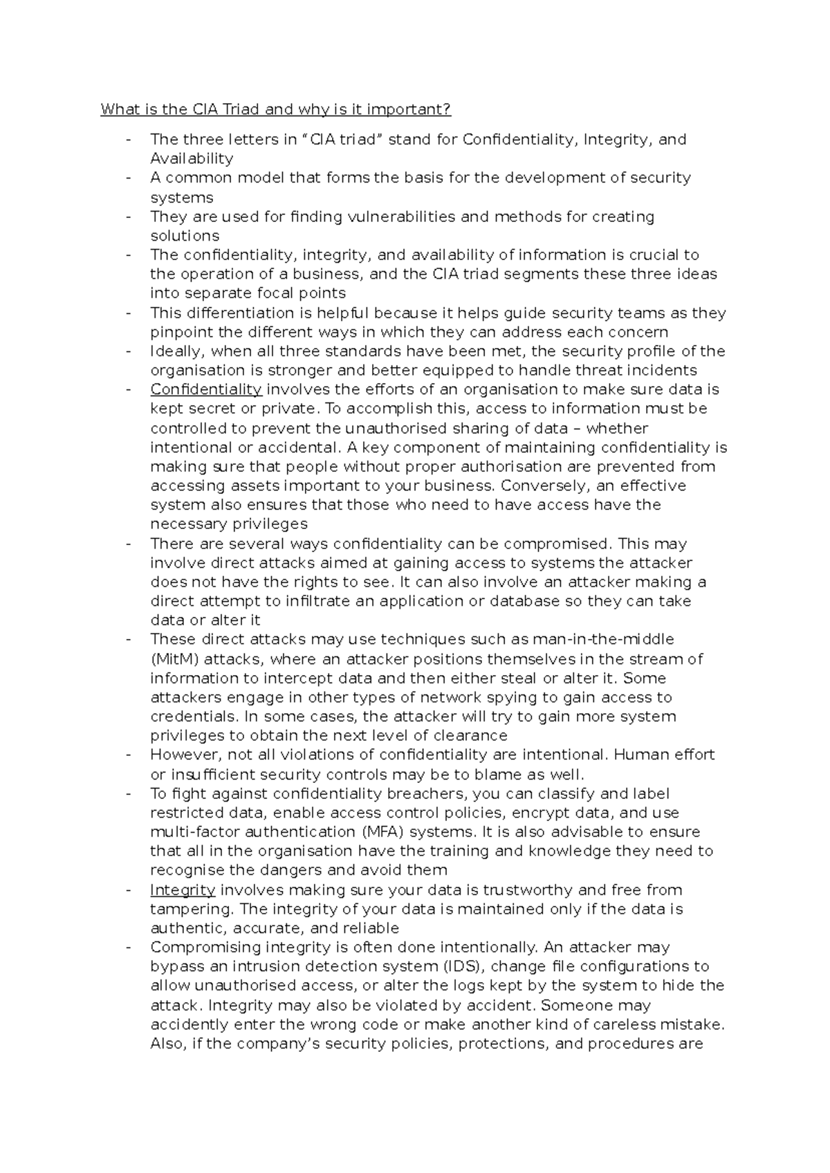 What is the CIA Triad and why is it important - To accomplish this ...