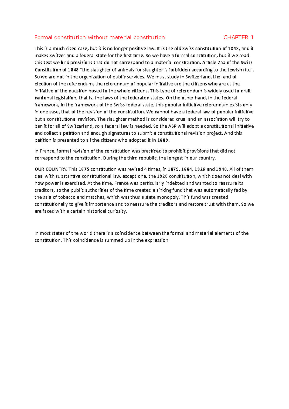 Formal constitution without material constitution Chapter 1 - Formal ...