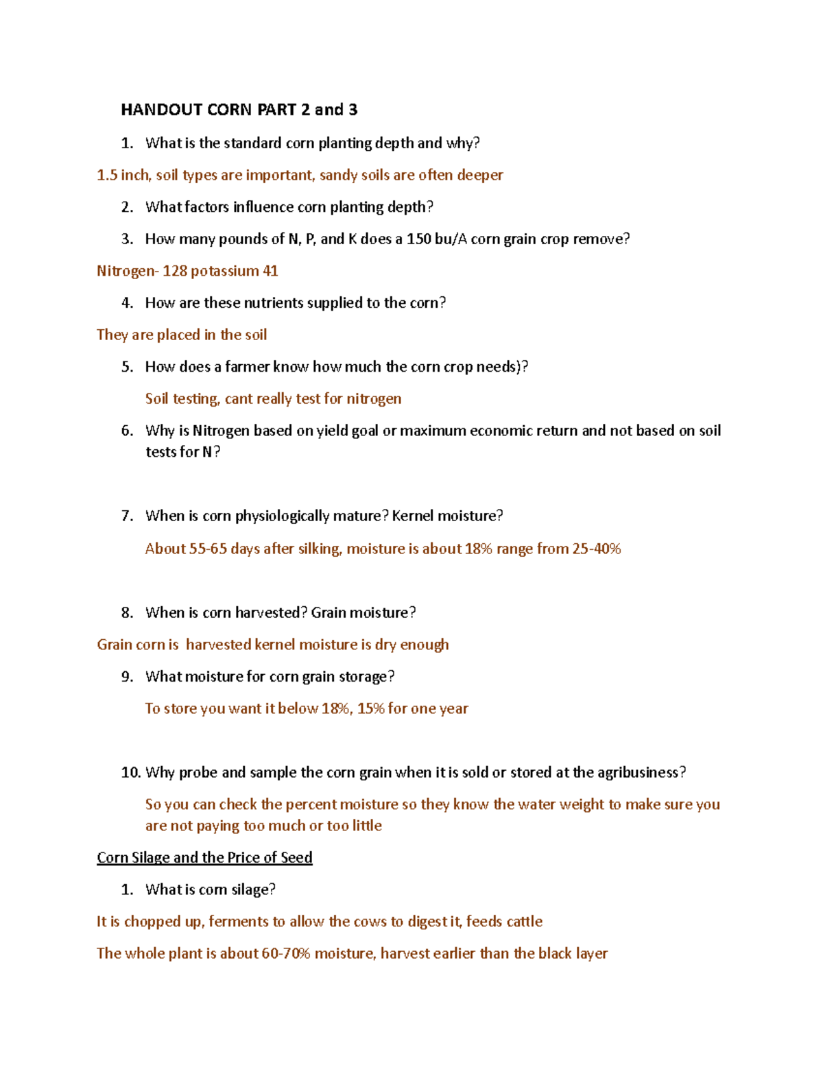 13 corn - These notes are about corn - HANDOUT CORN PART 2 and 3 What ...