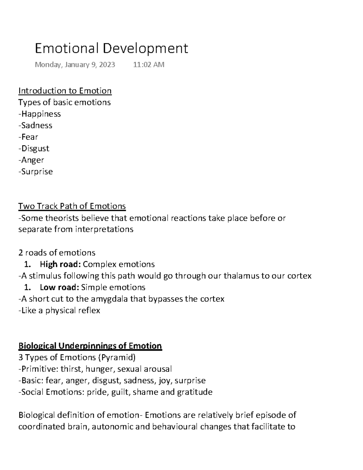 Emotional Development - Introduction to Emotion Types of basic emotions ...