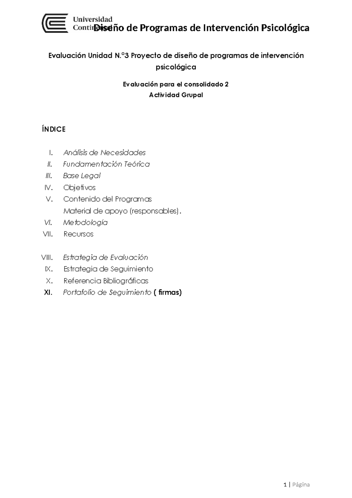 SC1 C2 Unidad 3 - informe - Evaluación Unidad N.°3 Proyecto de diseño ...