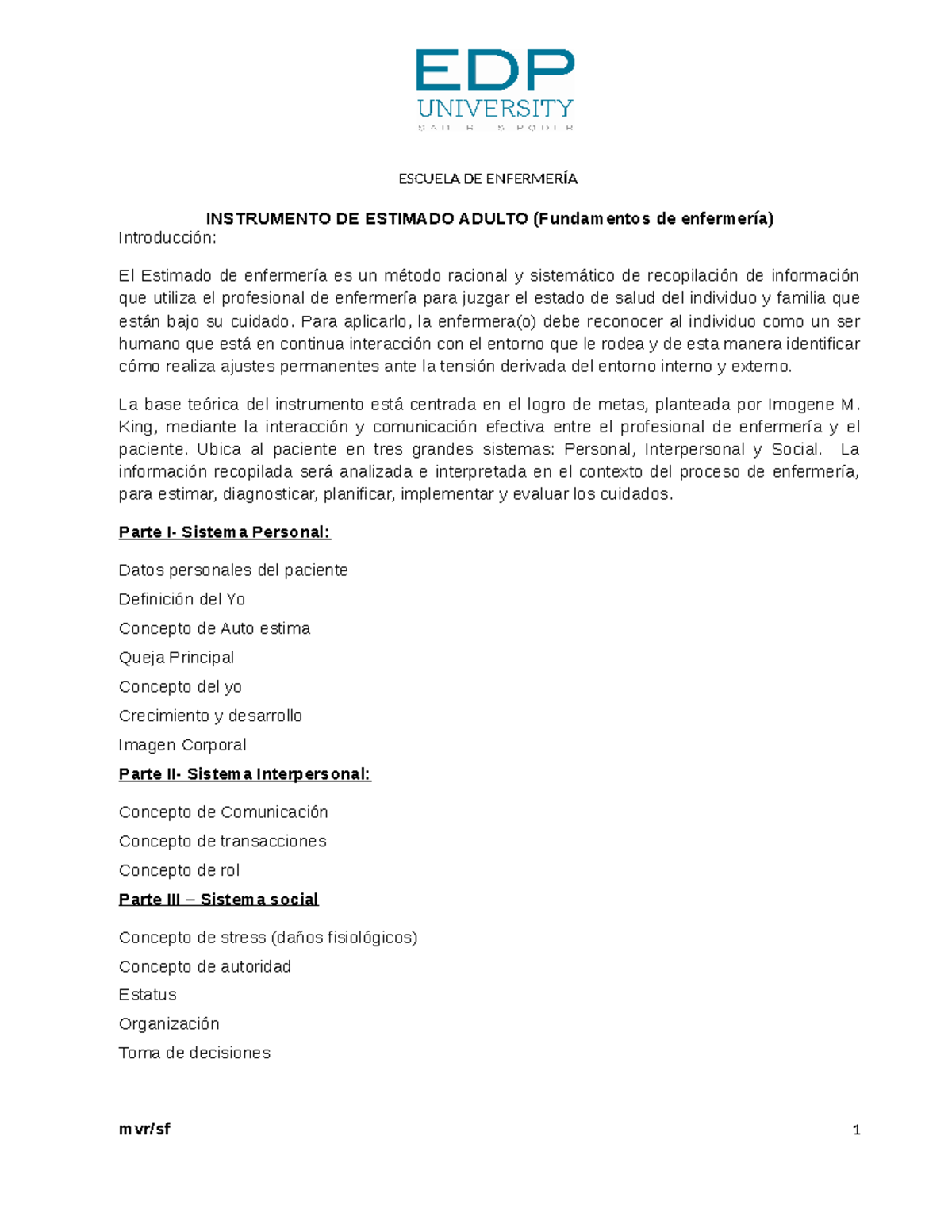 Instrumento-estimado Caso numero 5Lazaro de Paz - ESCUELA DE ENFERMERÍA ...