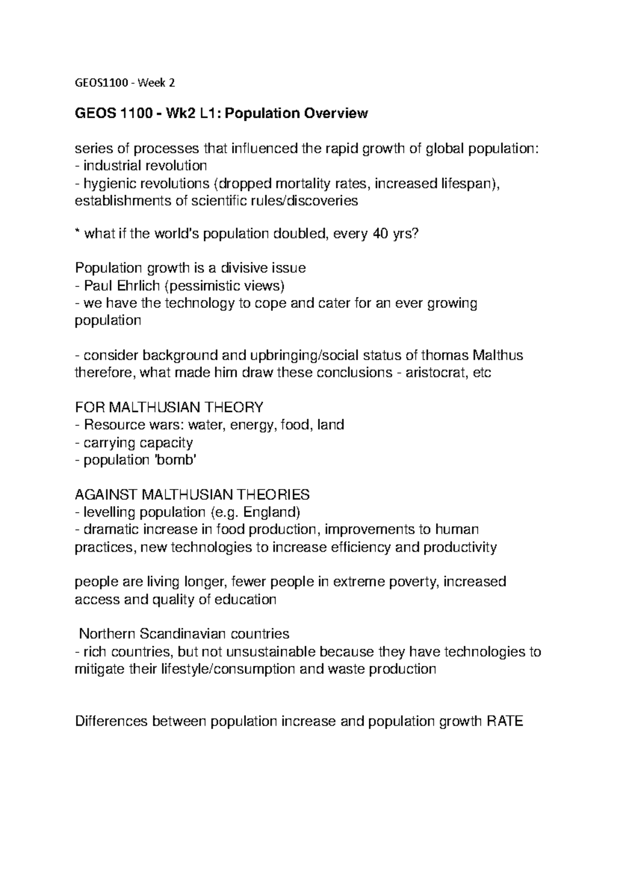 Population Module Notes - GEOS1100 - Week 2 GEOS 1100 - Wk2 L1 ...