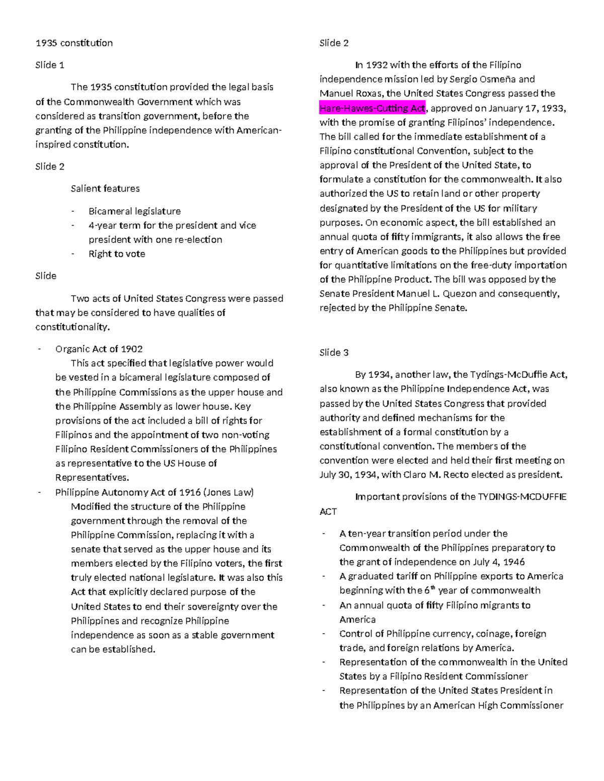 1935 constitution - 1935 constitution Slide 1 The 1935 constitution ...