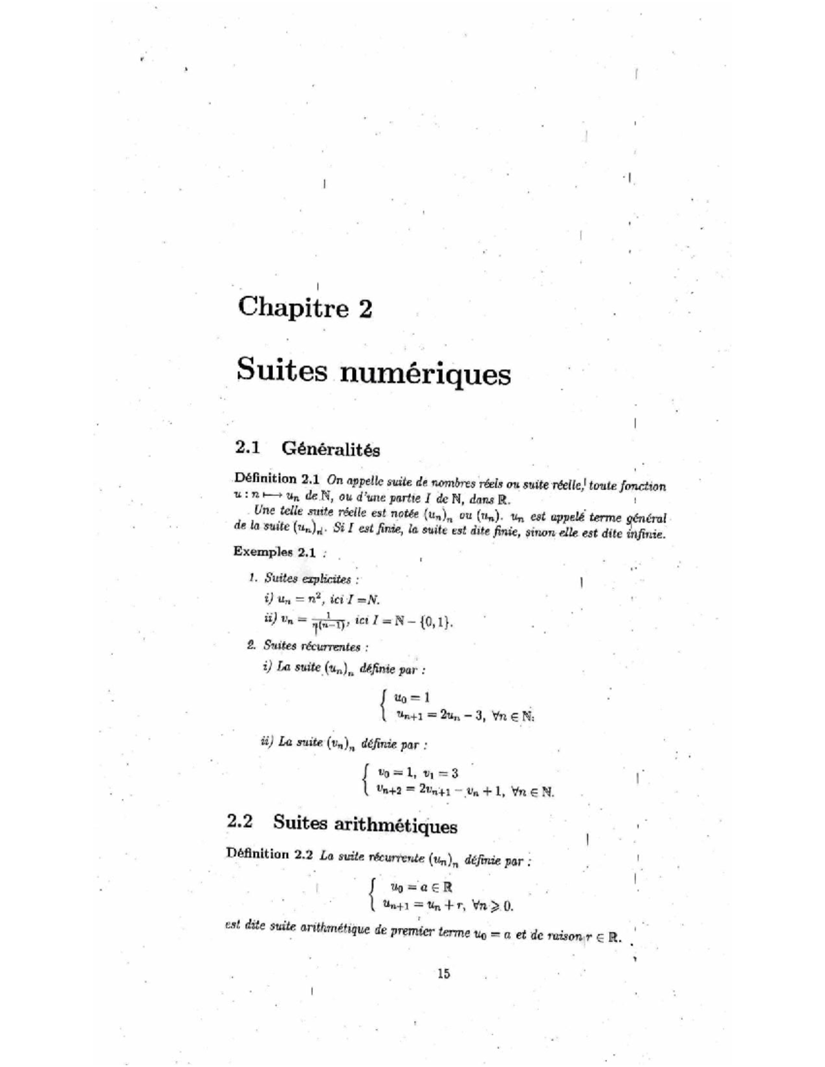 Chapitre 2 - Suites Numériques - Analyse 1 - Studocu