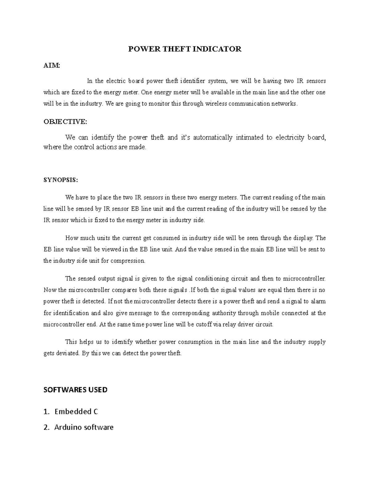 Power theft indicator - Very useful - POWER THEFT INDICATOR AIM: In the ...
