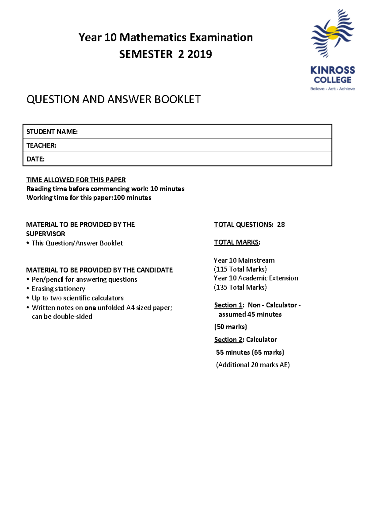 Yr - Naplan 2015 final test language conventions year 3 - 1131 - UNSW ...