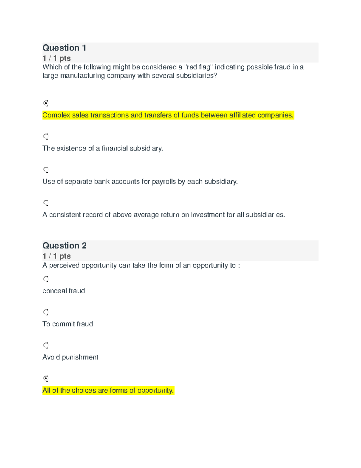 AUD THEORETICAL QUESTIONS CHAP 1 - Question 1 1 / 1 pts Which of the ...