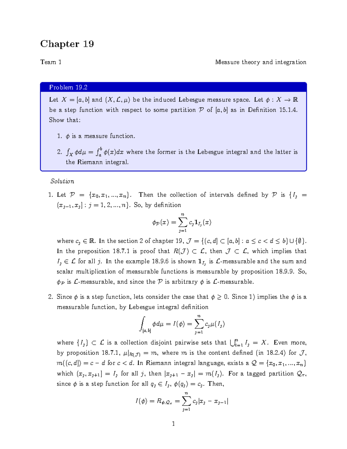 C.19The real book - Chapter 19 Team 1 Measure theory and integration ...