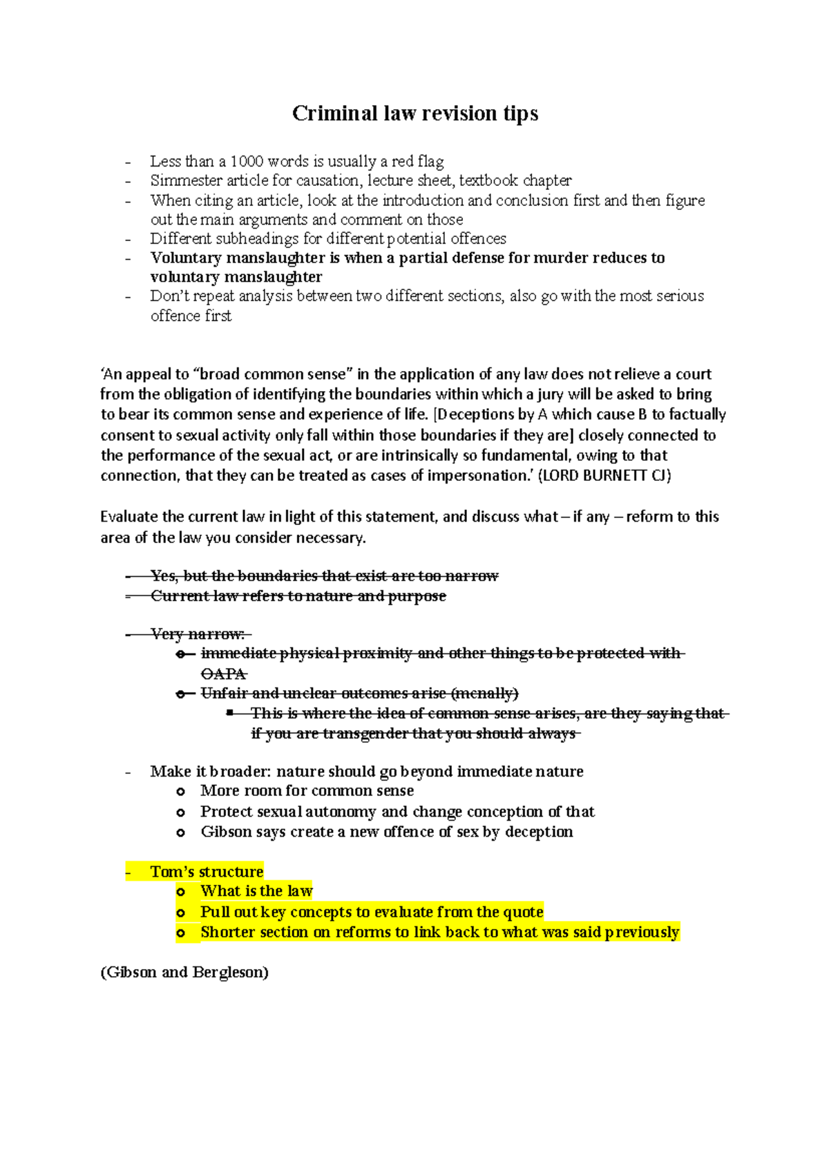 Criminal law essays - Criminal law revision tips Less than a 1000 words ...
