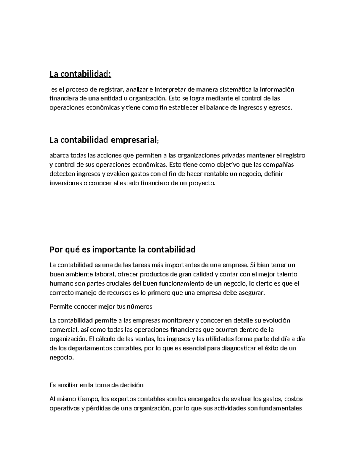 Contabilidad - La contabilidad; es el proceso de registrar, analizar e ...
