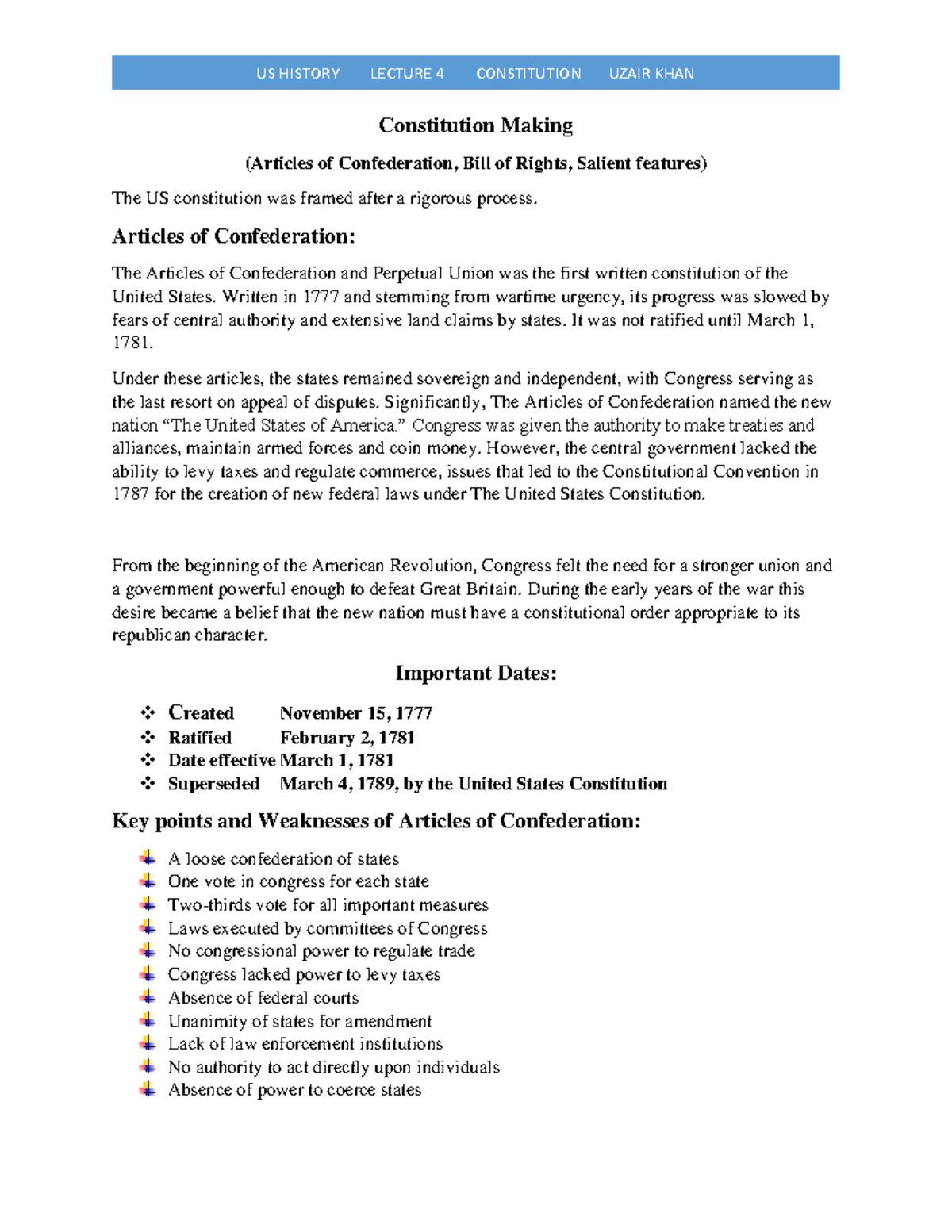 Constitution Making - Lecture Notes for all lectures. - Constitution ...