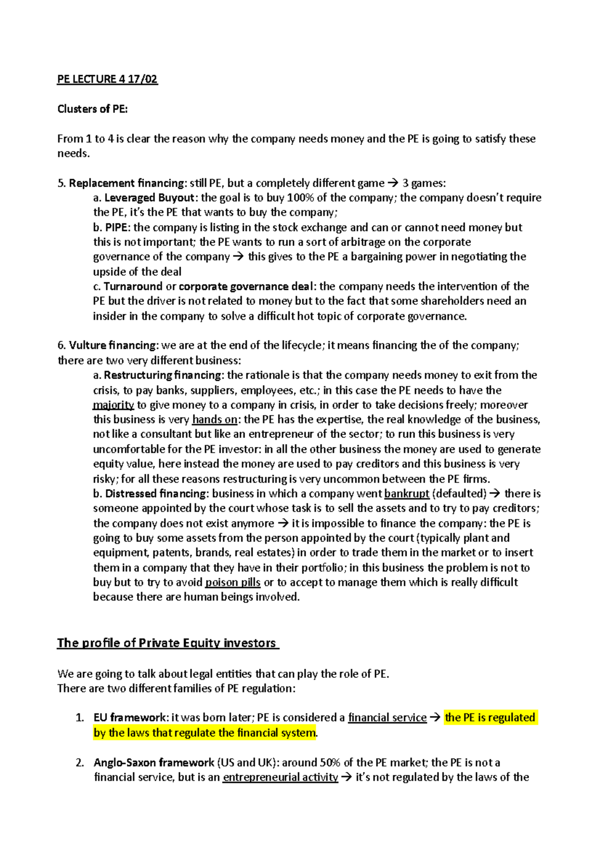 PE Lecture 4 - Appunti lezione 4 - PE LECTURE 4 17/ Clusters of PE ...