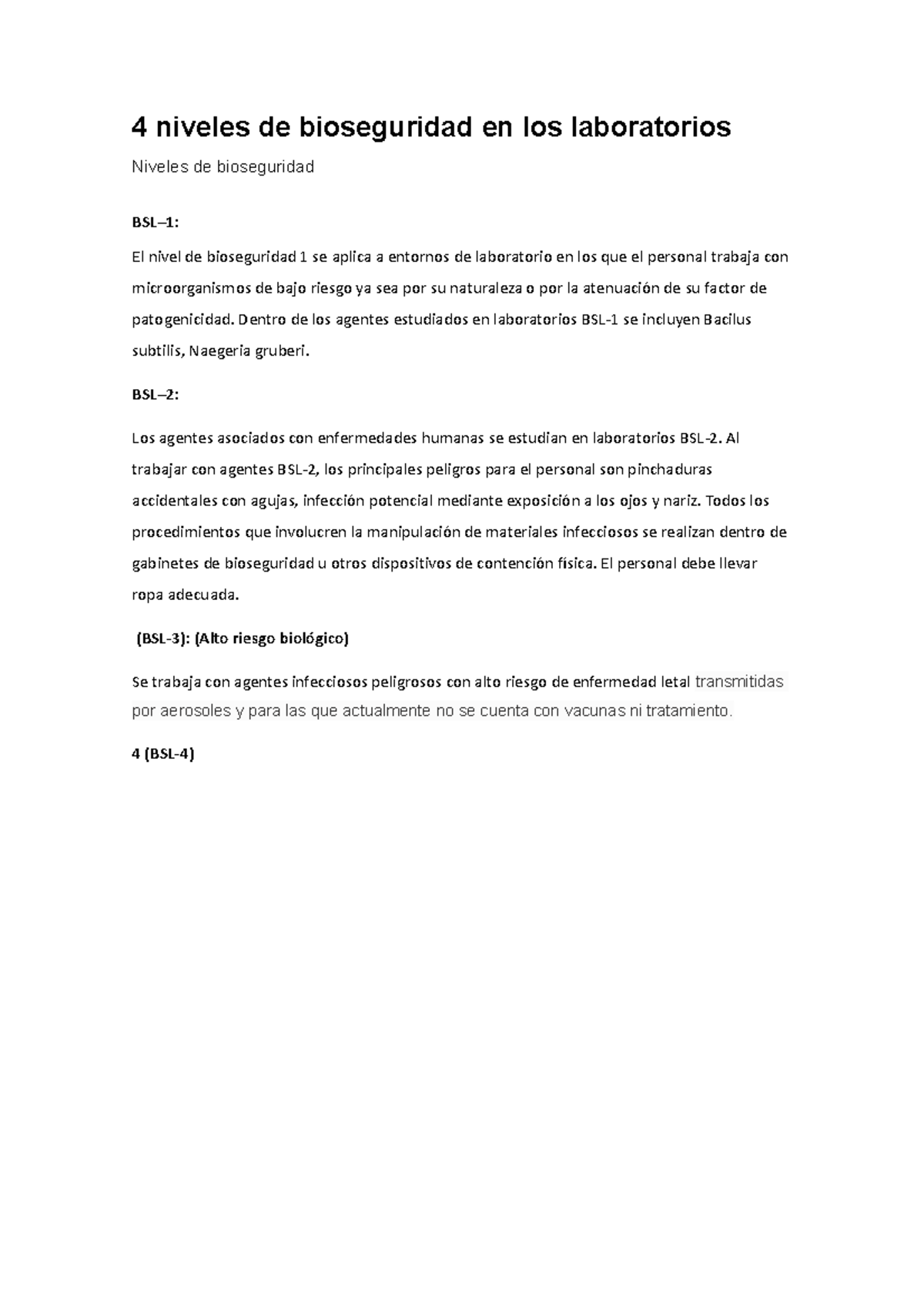 4 niveles de bioseguridad en los laboratorios - 4 niveles de bioseguridad en los laboratorios ...