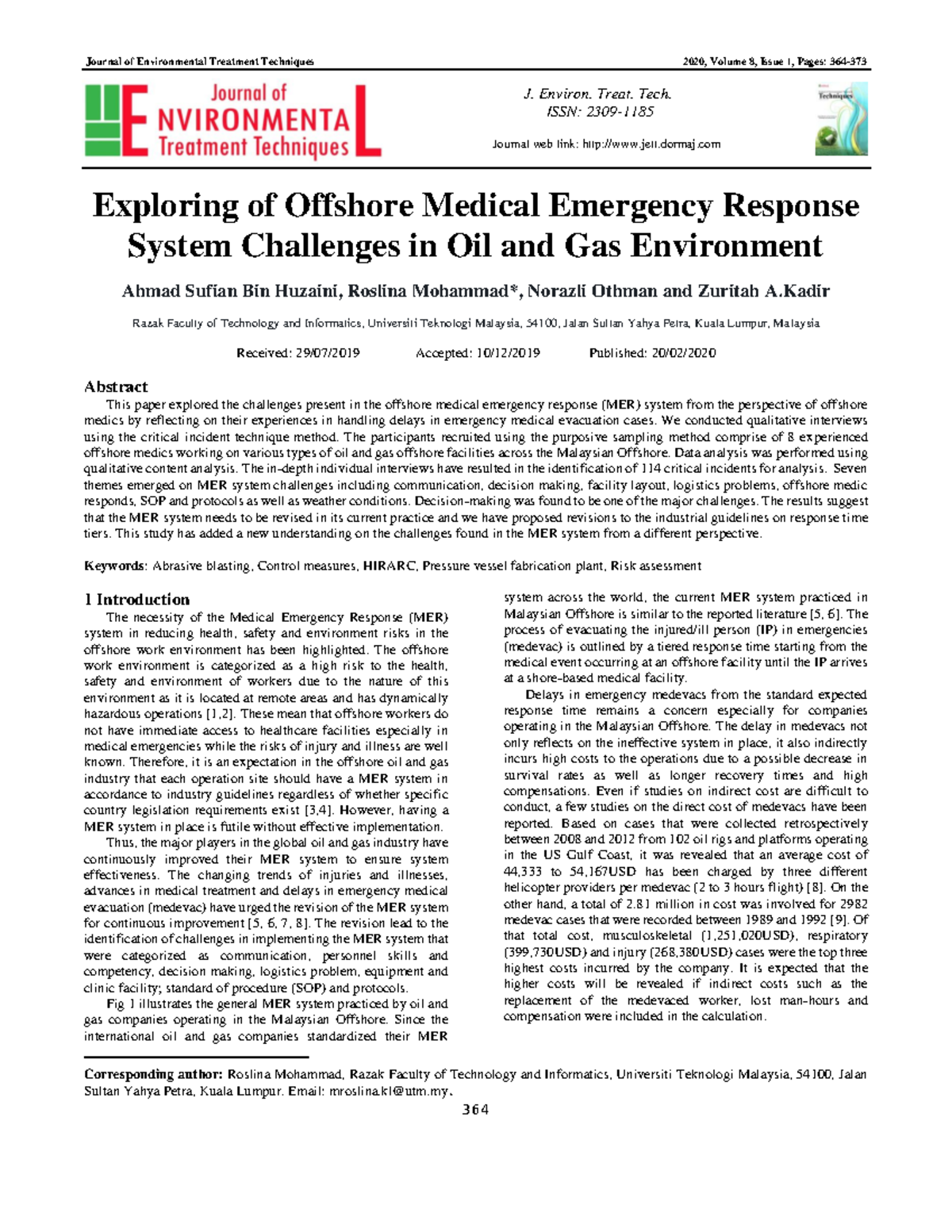 Exploring of Offshore Medical Emergency Response System Challenges in ...