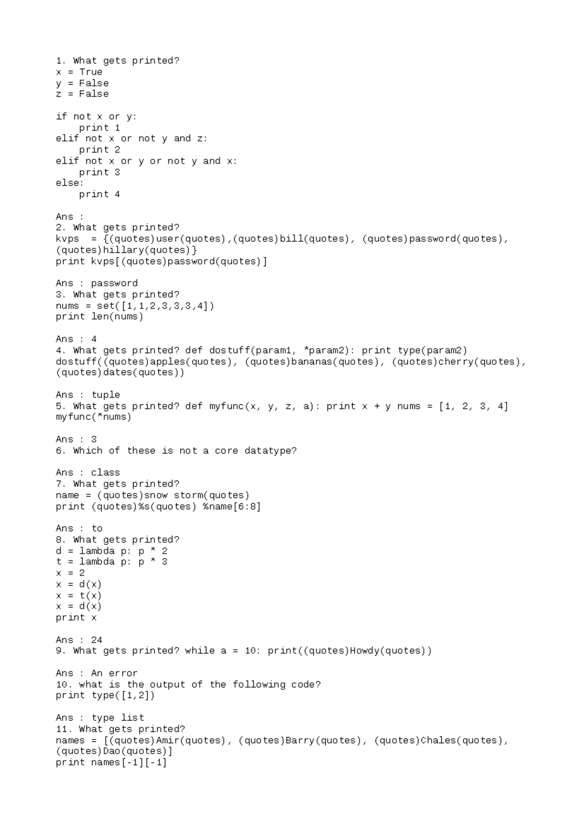 37 - python problem work sheet - What gets printed? x = True y = False ...