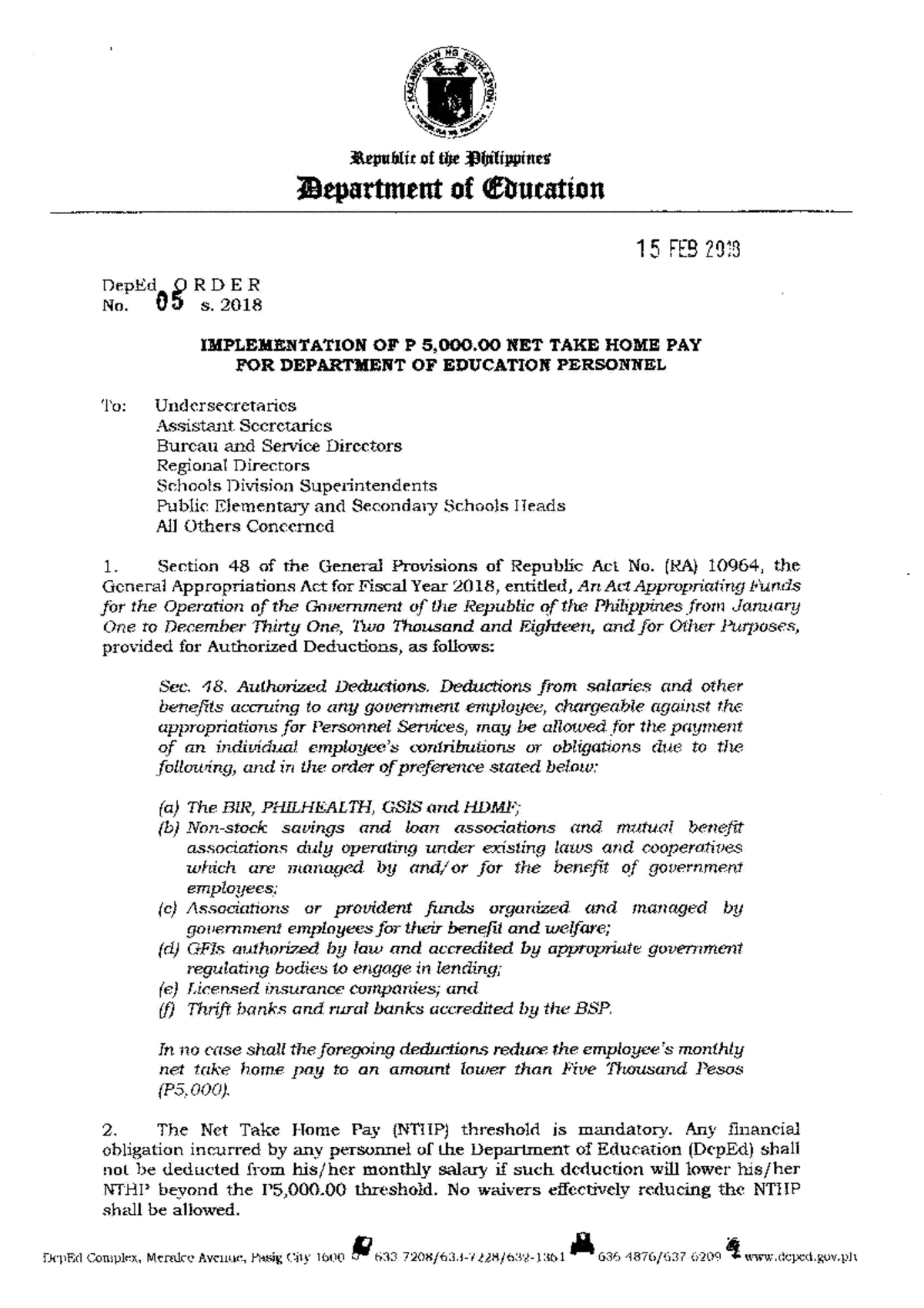 3. Dep Ed Order No. 5, series of 2018 - Educational Management - Studocu