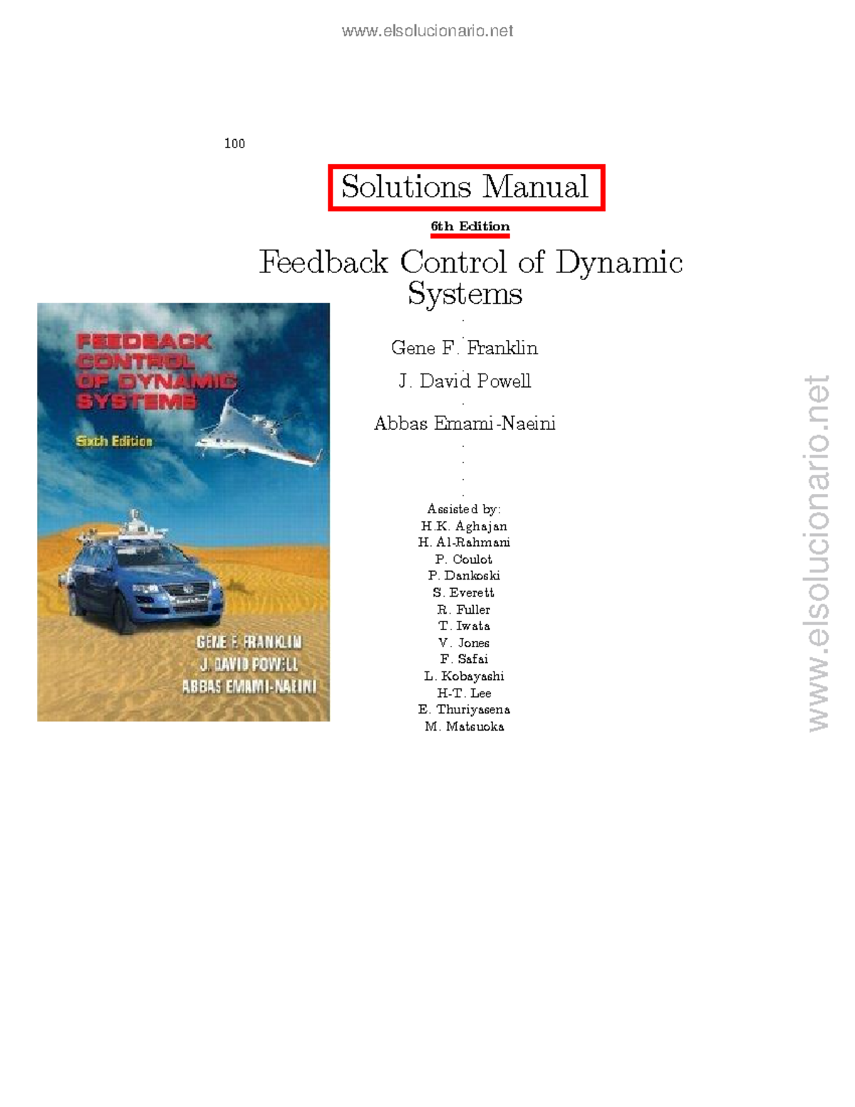 Solution - Franklin - 555 - 100 Solutions Manual 6th Edition Feedback ...