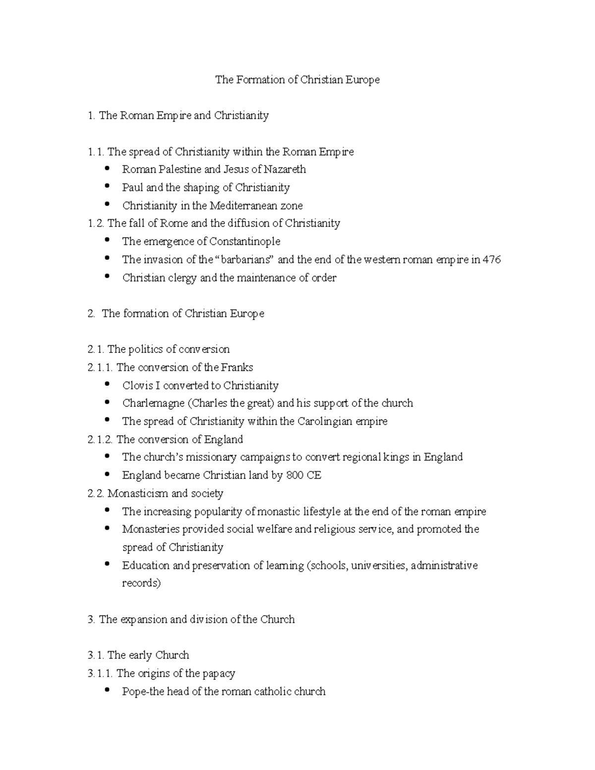 3-01 The Formation of Christian Europe - The Roman Empire and ...