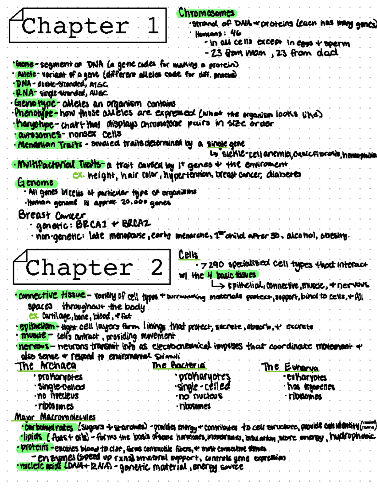 Bio 133 - Lecture notes for BIOL 133. - Chapter 1 Chapter 2 Chromosomes ...