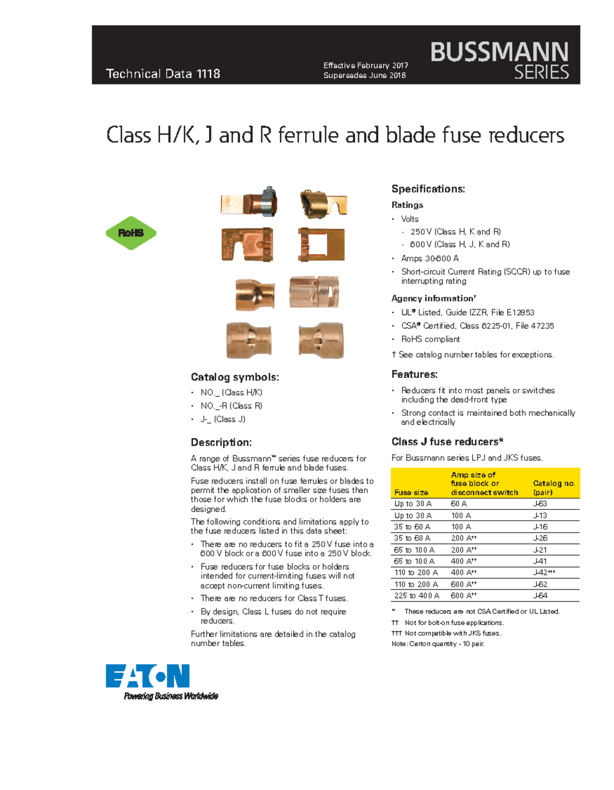 J-13 datasheet - Technical Data 1118 Effective February 2017 Supersedes ...