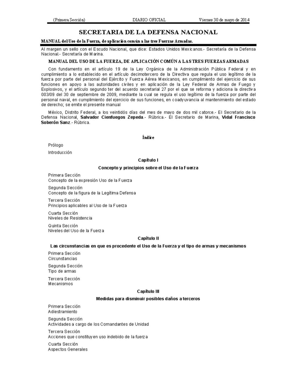 Manual DEL USO DE LA Fuerza DE Aplicaci N COM N A LAS TRES Fuerzas Armadas - (Primera Sección ...