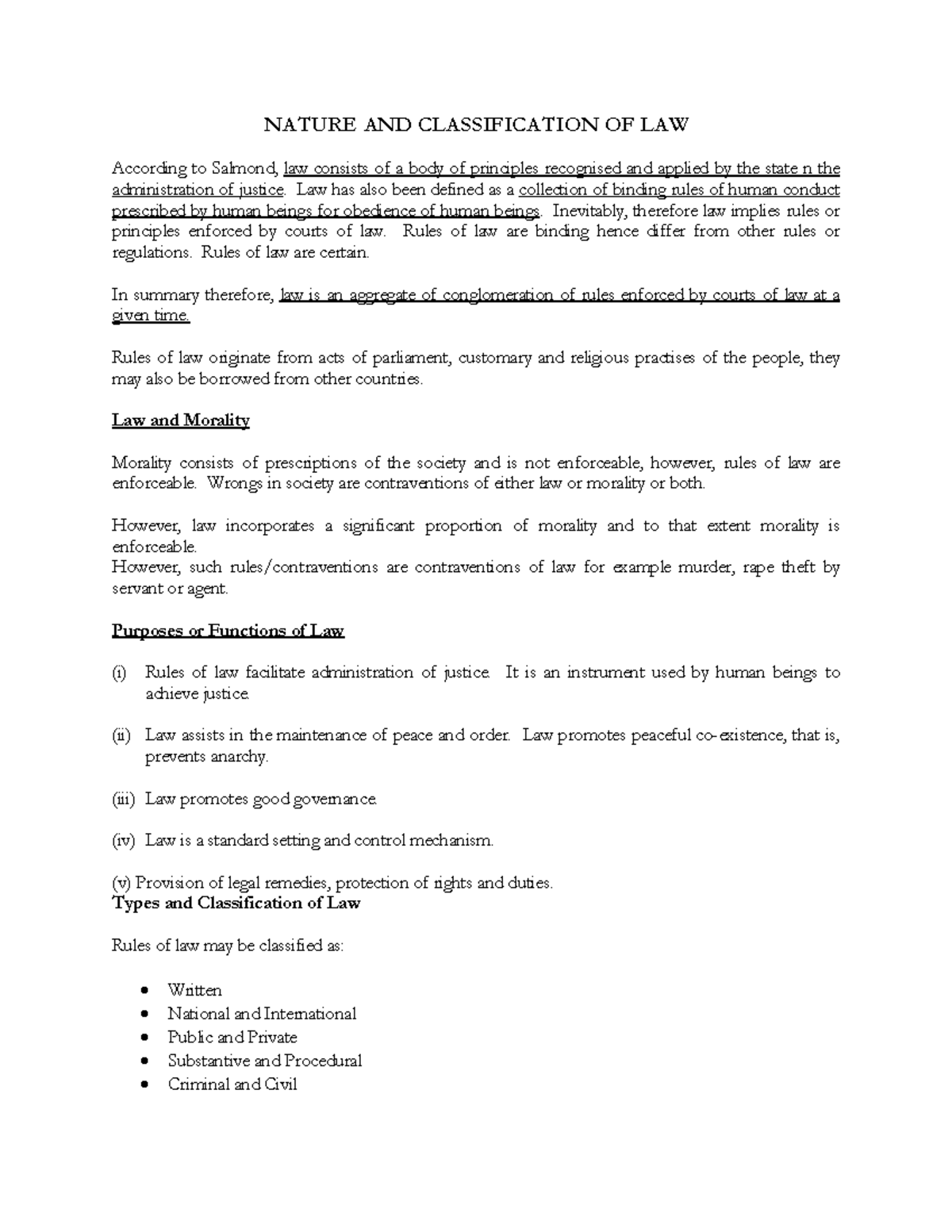 Nature AND Classification OF LAW under business law - NATURE AND ...