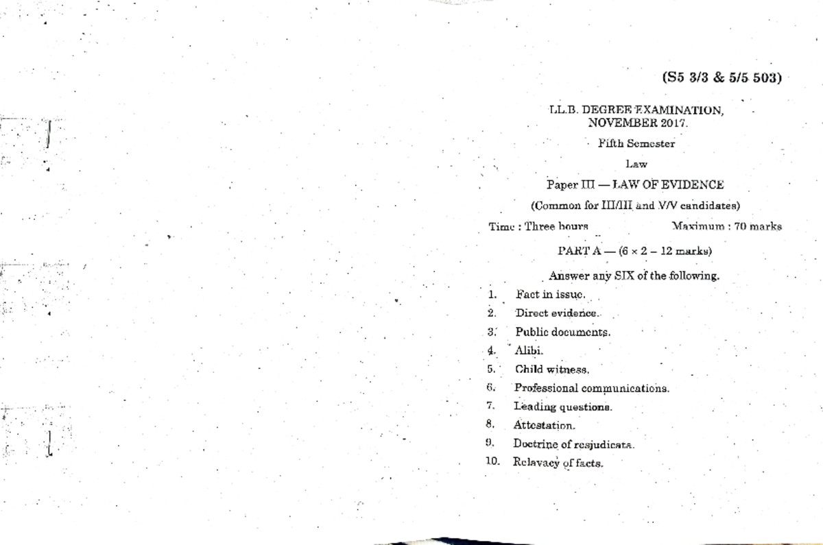 Evidence question - 1 Time : Three hours 2 3. 4. 5. 6. ####### 7. 8 9 ...