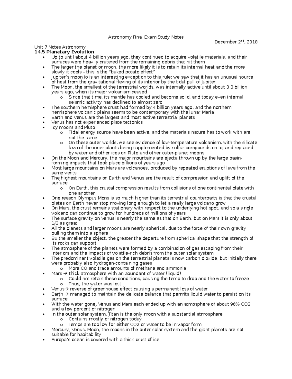 Astronomy Final Exam Study Notes - Astronomy Final Exam Study 2nd, 7 ...