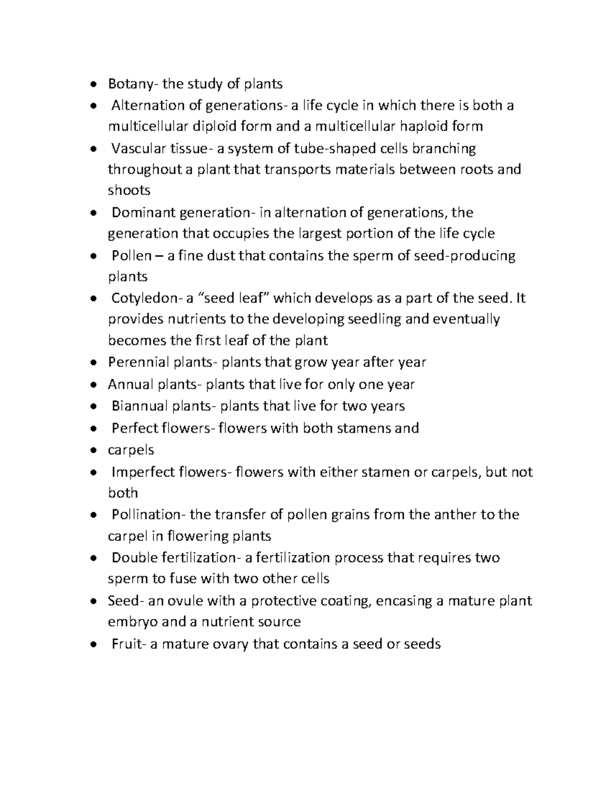 Study guide 11 - notes for module 11 - Botany- the study of plants ...