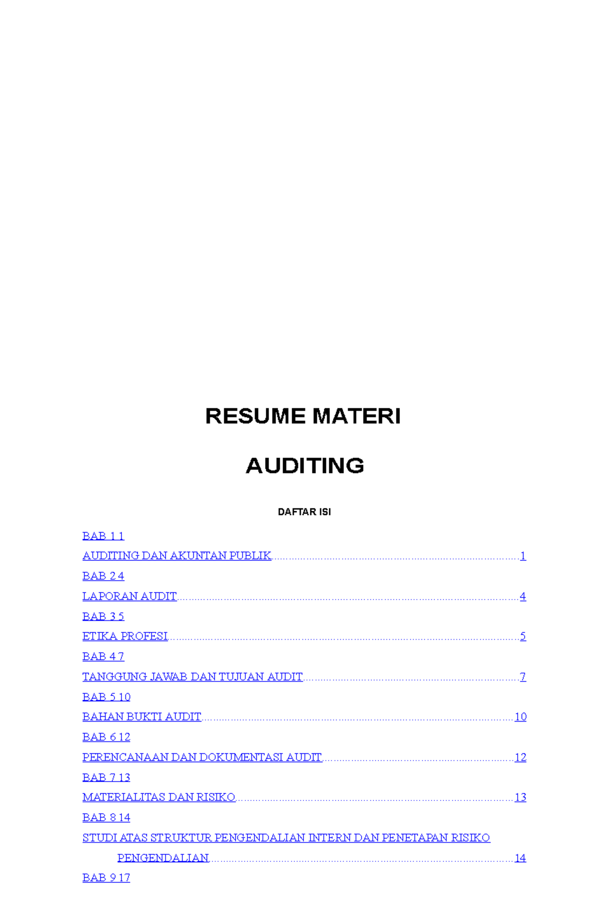 Resume Materi Auditing - RESUME MATERI BAB AUDITING AUDITING DAN AKUNTAN - Studocu