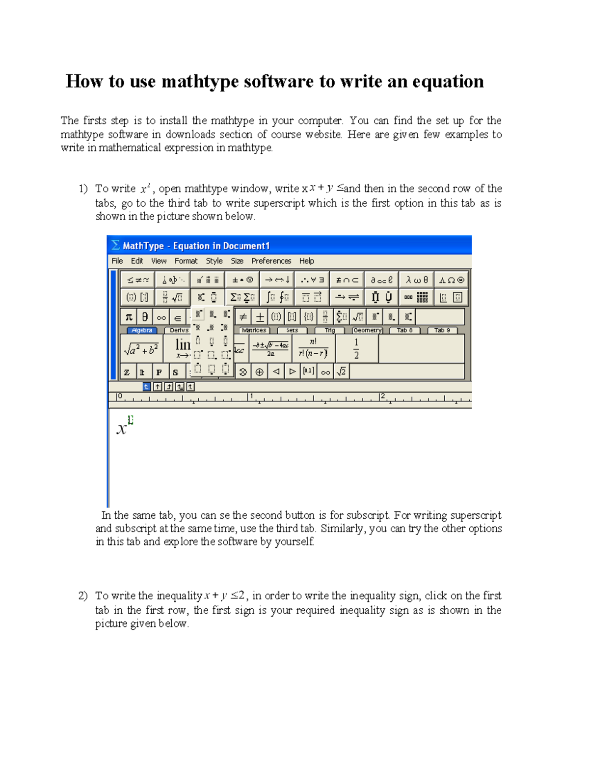 How to use mathtype software to write an equation - You can find the ...