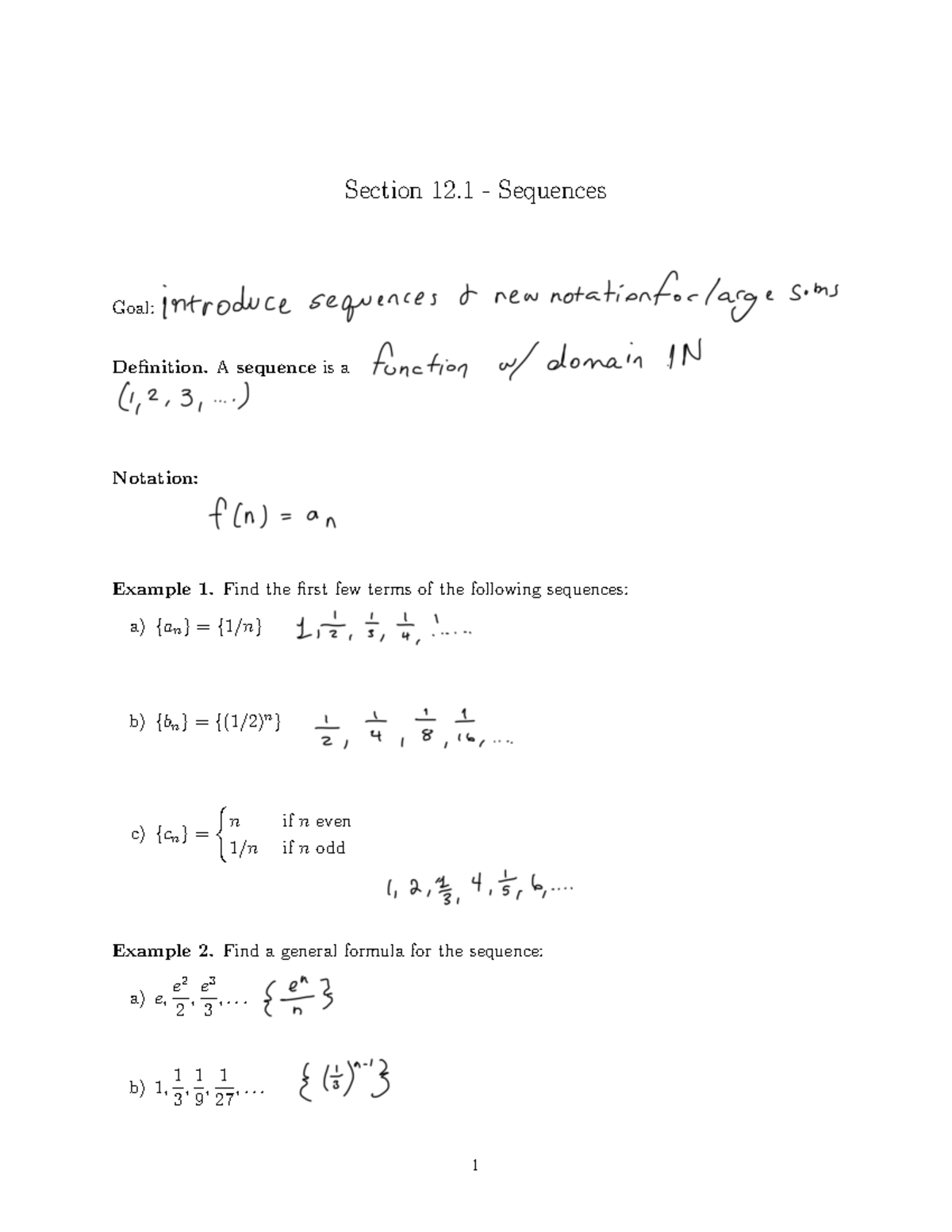 Chapter 12 notes - Practice exam - Section 12 - Sequences Goal ...
