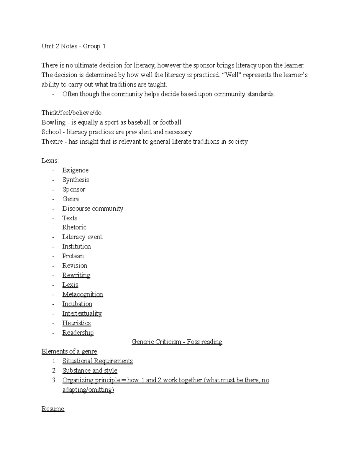 Unit 2 - Unit 2 - Unit 2 Notes - Group 1 There is no ultimate decision ...