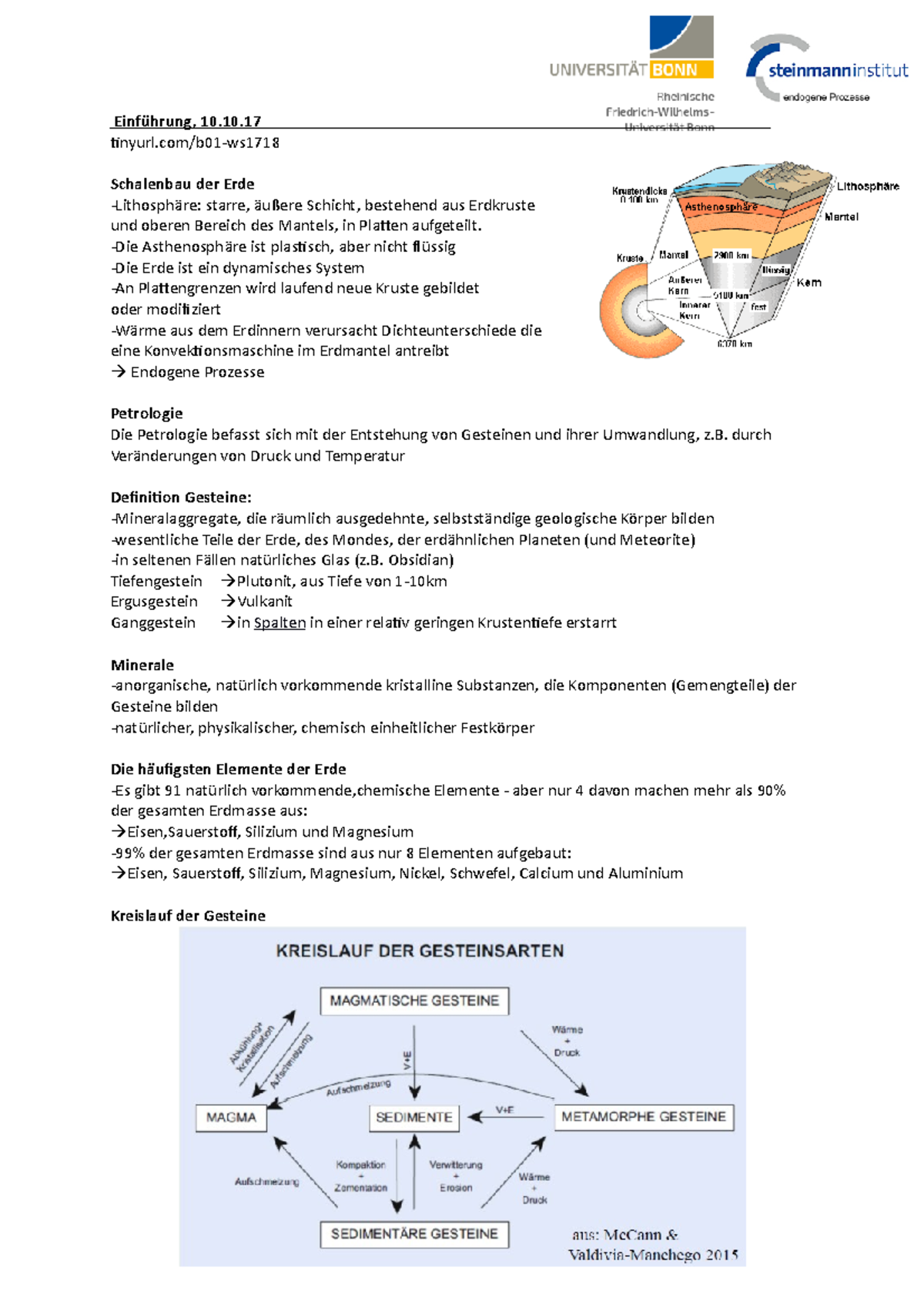 Endogene Prozesse. Vorlesung. - 10.10 Schalenbau der Erde starre ...