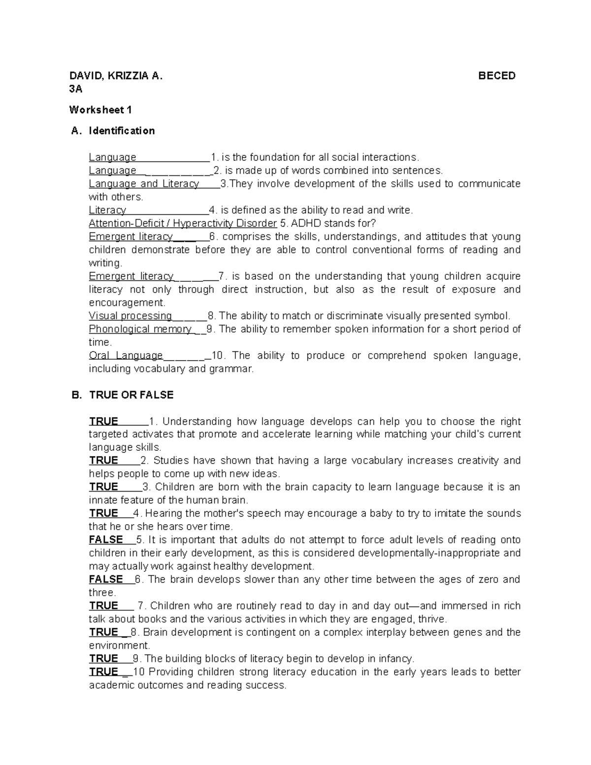 David Krizzia A Beced 3A Module 1 - DAVID, KRIZZIA A. BECED 3A ...