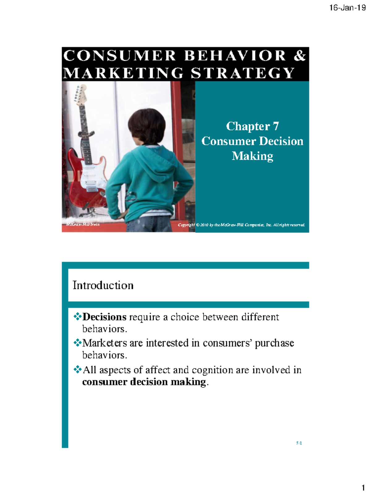 Chap007 Consumer-Decision-Making - Chapter 7 Consumer Decision Making ...